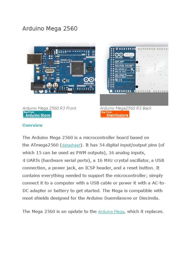 Datasheet Arduino Mega 2560 | PDF | Arduino | Usb