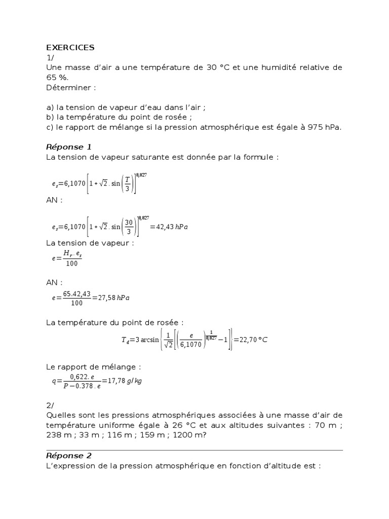 Calculs sur l'hydrologie et la perméabilité | PDF | Atmosphère de la ...