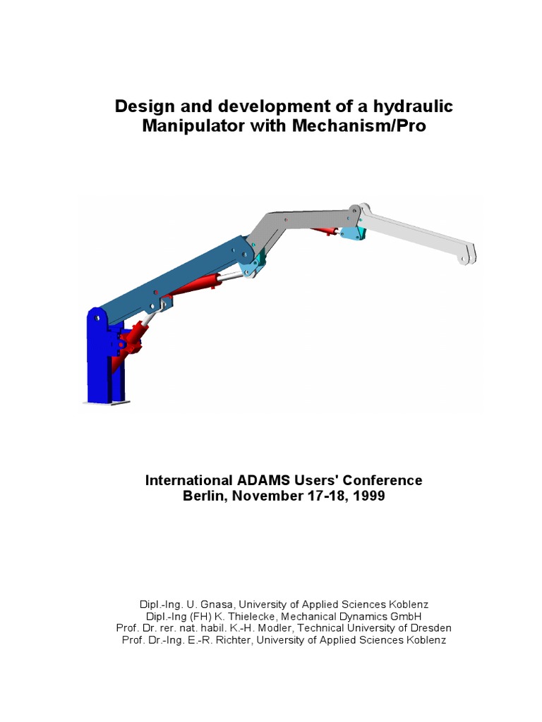 Design And Development Of A Hydraulic Manipulator Pdf Computer