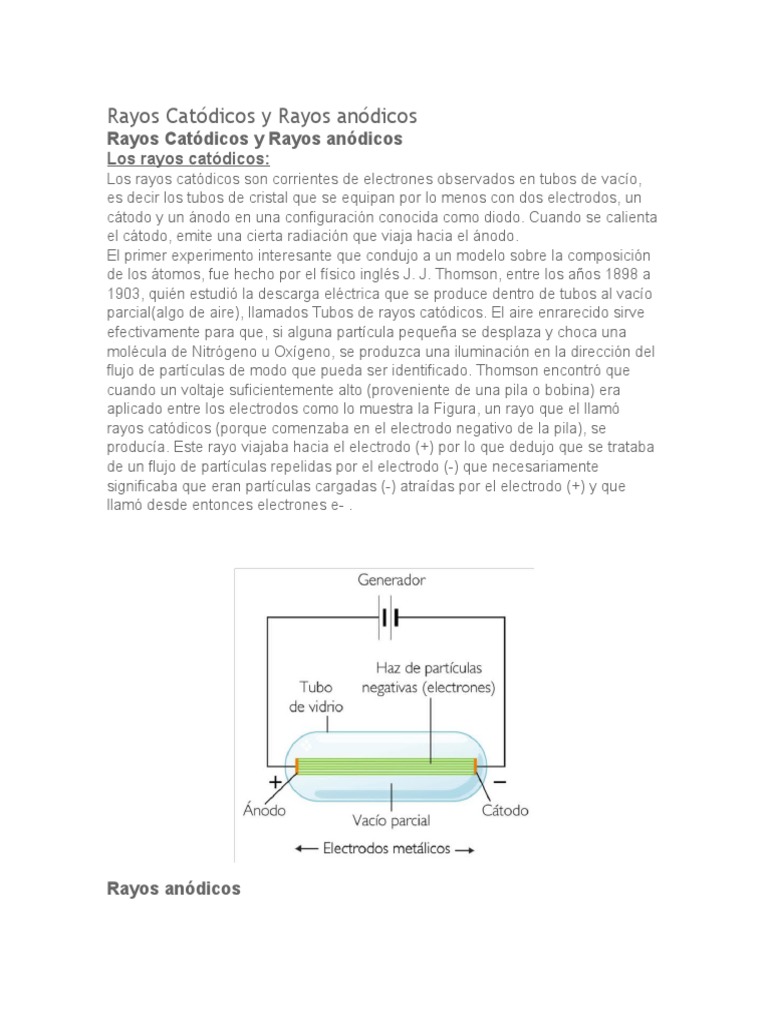 Rayos Catódicos y Anódicos: Definición y Experimentos | PDF | Electrodo ...