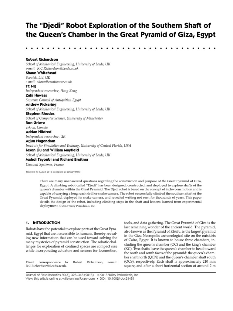 The "Djedi" Robot Exploration of The Southern Shaft of The Queen's ...