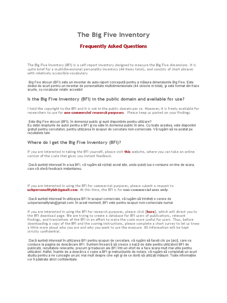 The Big Five Inventory 1