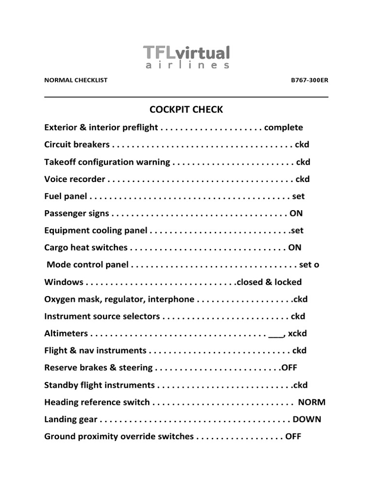 B767 Checklist v1 | PDF | Aerospace Engineering | Aviation