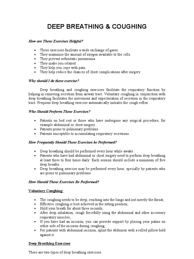 Deep Breathing And Coughing Exercises