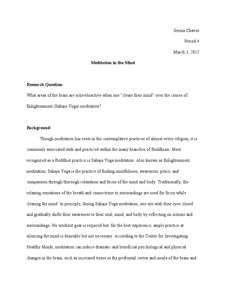 Meditation in The Mind | PDF | Functional Magnetic Resonance Imaging ...