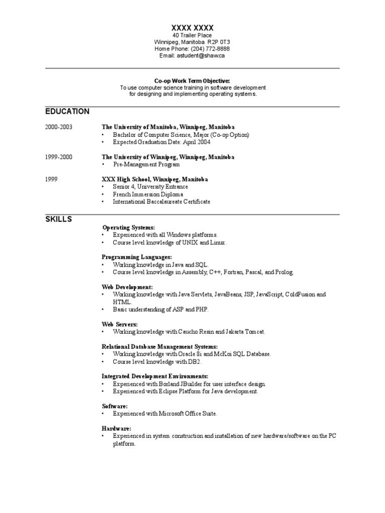 Sample Co-Op Resume 2 | PDF | Java Server Pages | Websites