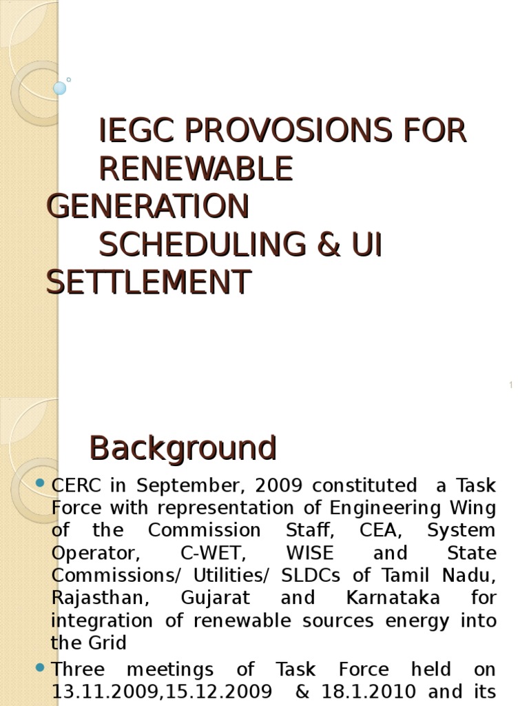 Iegc Provosions For Renewable Generation Scheduling & Ui Settlement | PDF | Wind Power ...