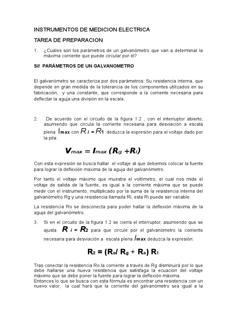 Tarea-Instrumentos de Medicion | PDF | Resistencia Eléctrica y ...