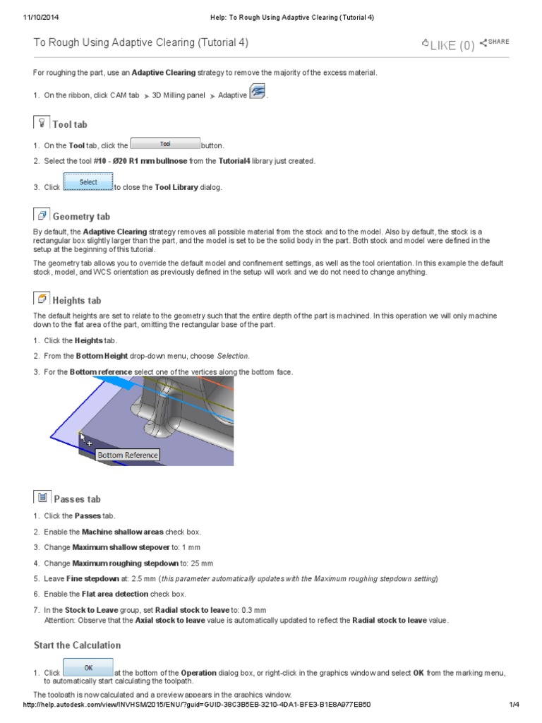 Inventor HSM 2015 Help - To Rough Using Adaptive Clearing (Tutorial 4 ...