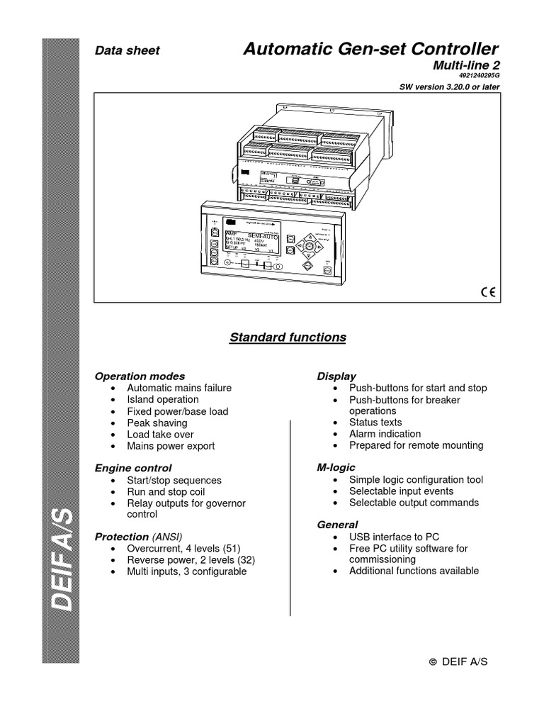 Automatic Gen-Set Controller: Data Sheet Multi-Line 2 | PDF | Personal Computers | Electrical ...