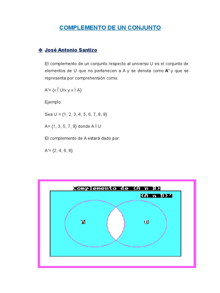Complemento de Un Conjunto | PDF | Conceptos matemáticos | Números