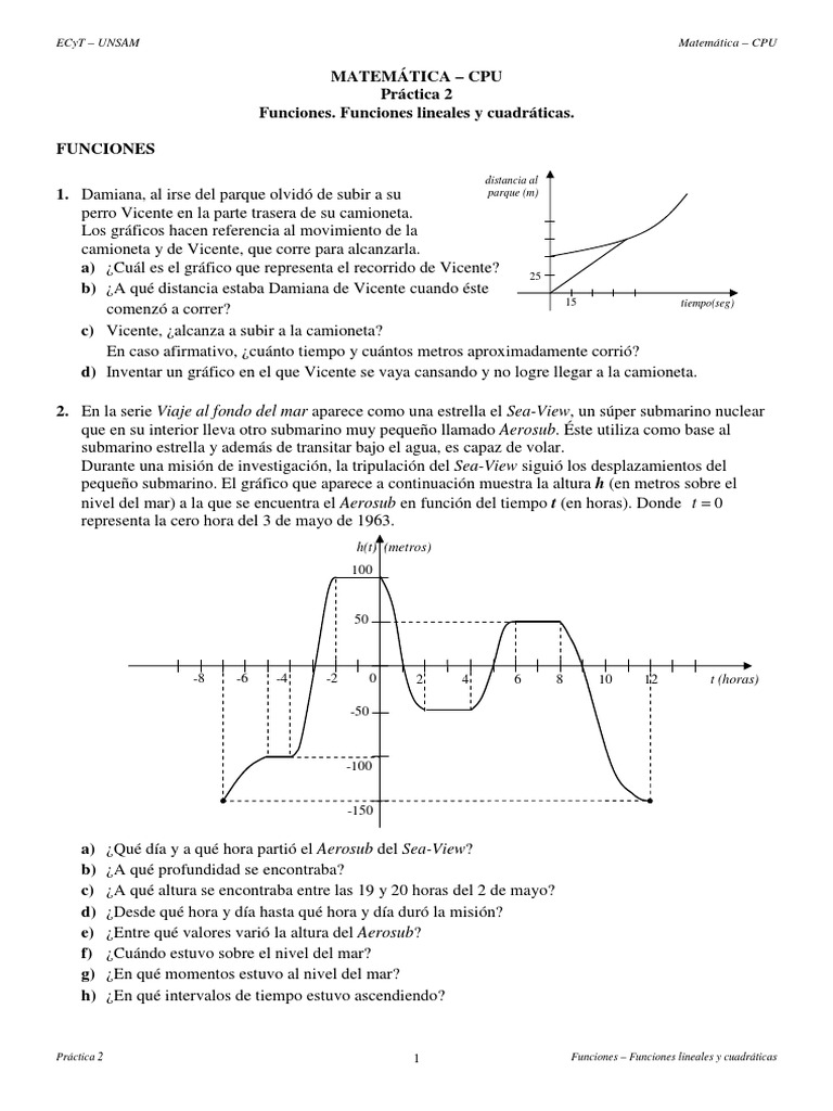 Matemática CPU - tp2 - Funciones. F. Lineal y Cuadrática PDF | PDF | Intervalo (Matemáticas ...