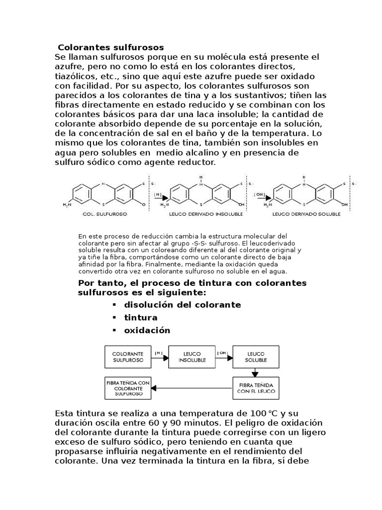Colorantes Sulfurosos | PDF | Azufre | Redox