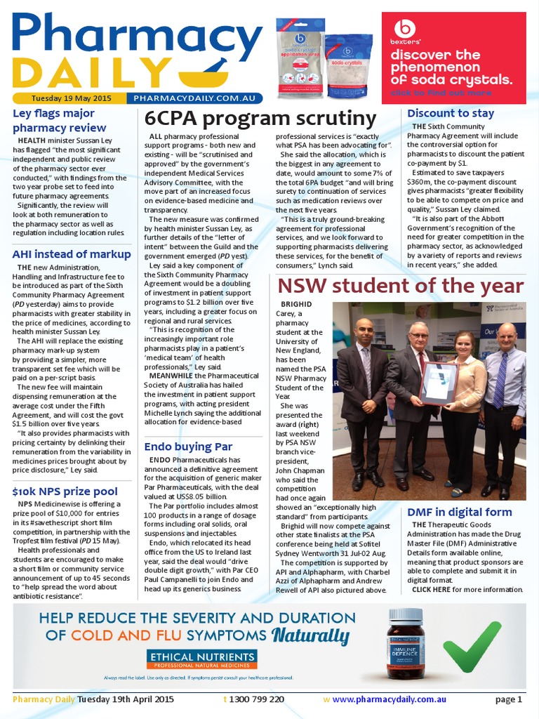Pharmacy Daily For Tue 19 May 2015 - Pharmacy Review, Professional ...