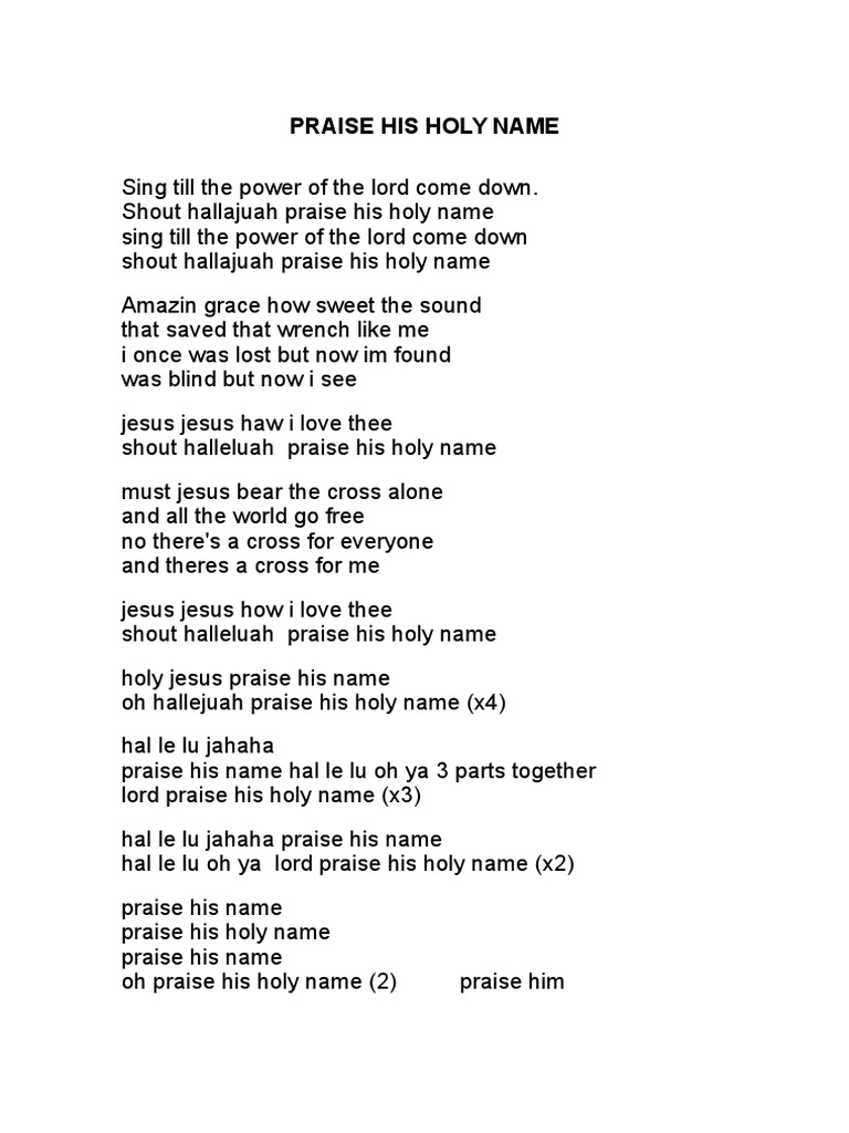 Praise His Holy Name: A Collection of Hymns Celebrating God | PDF