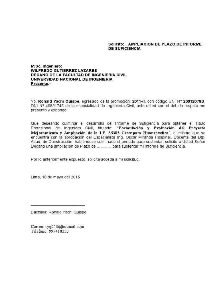 Modelo de Solicitud de Ampliación | PDF