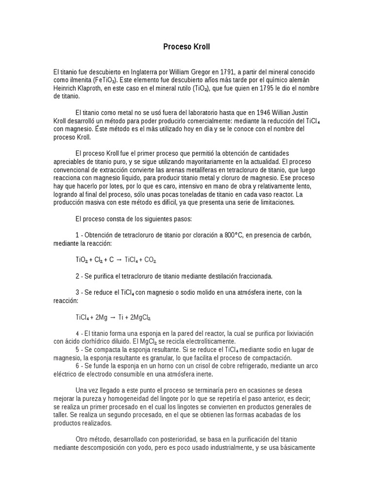 Proceso Kroll | PDF | Titanio | Átomos