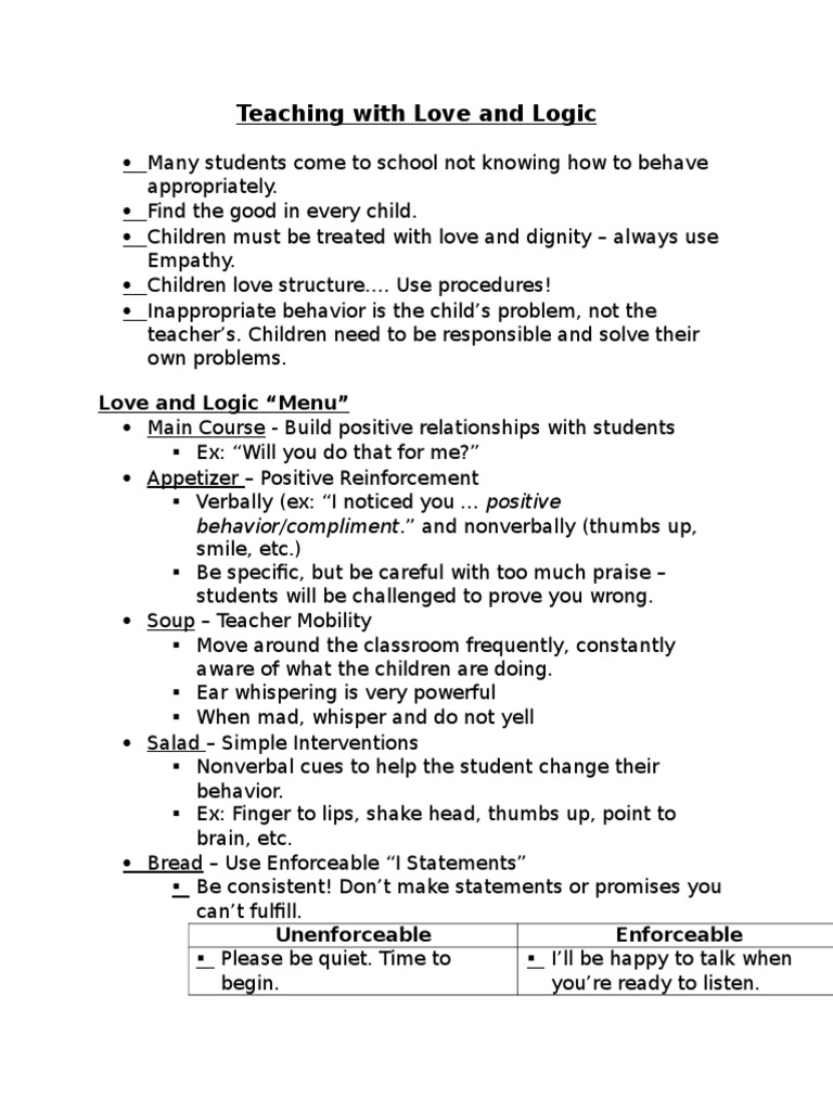 Teaching With Love and Logic | PDF