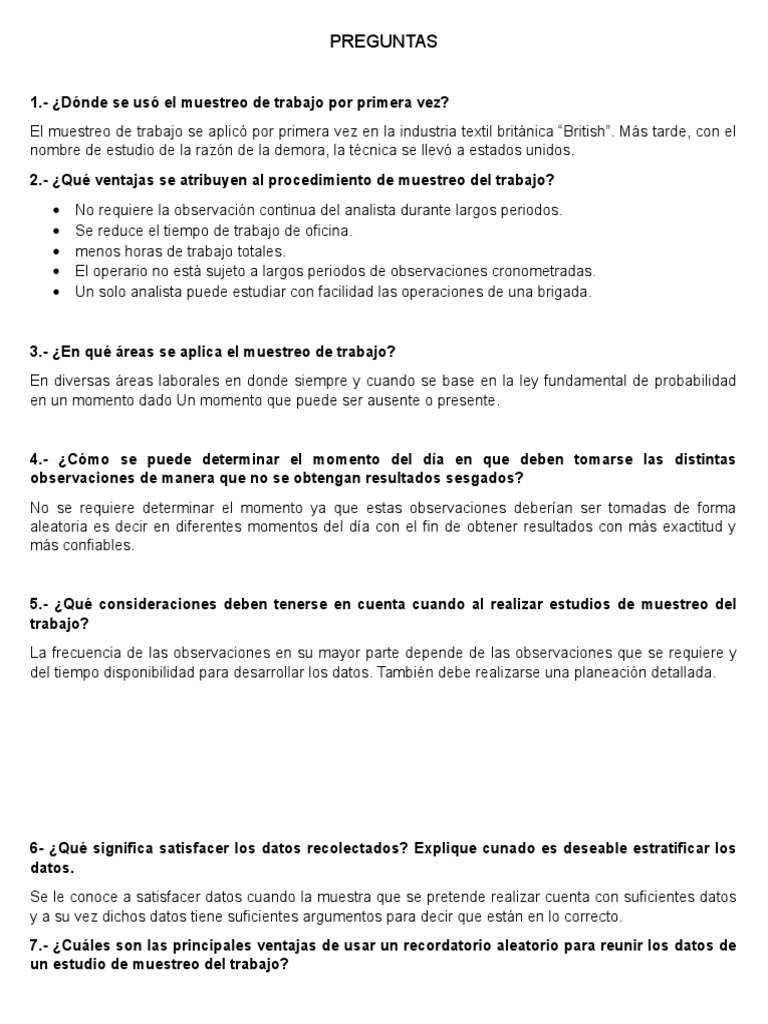 Preguntas Muestreo | PDF | Muestreo (Estadísticas) | Probabilidad
