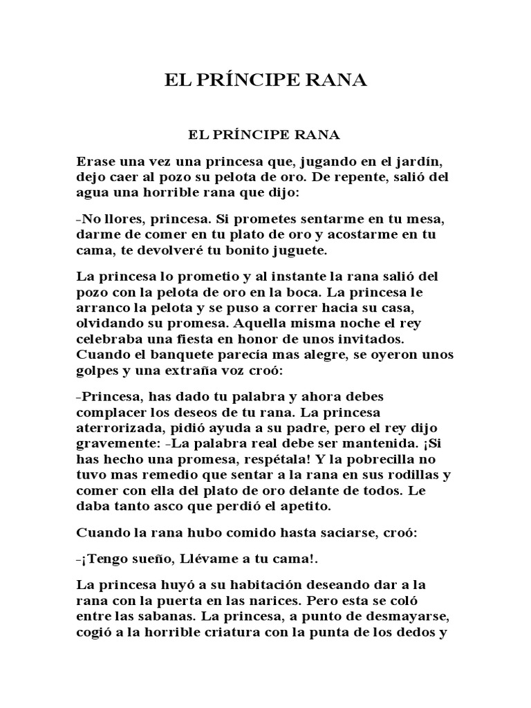 El Príncipe Rana: Cuento Infantil | PDF