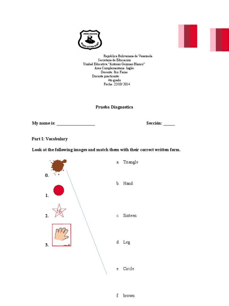 English Diagnostic Test for 4th Grade | PDF