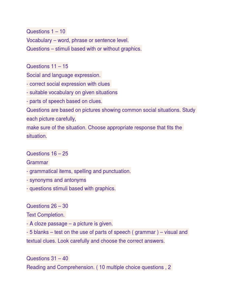 English Upsr | PDF | Question | Reading Comprehension