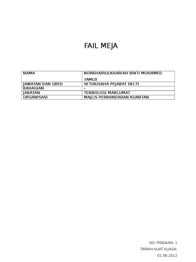Contoh Fail Meja | PDF
