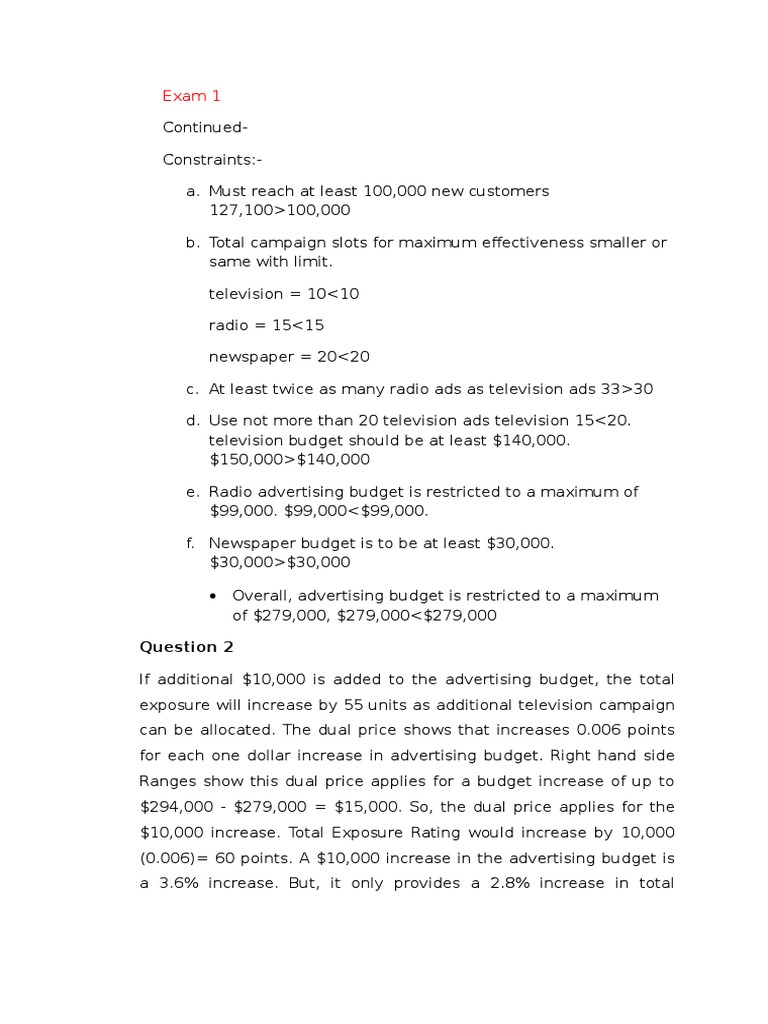 Case Problem 4 | PDF | Advertising | Mathematical Optimization