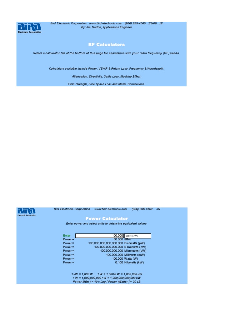 RF Calculator | Download Free PDF | Decibel | Ounce