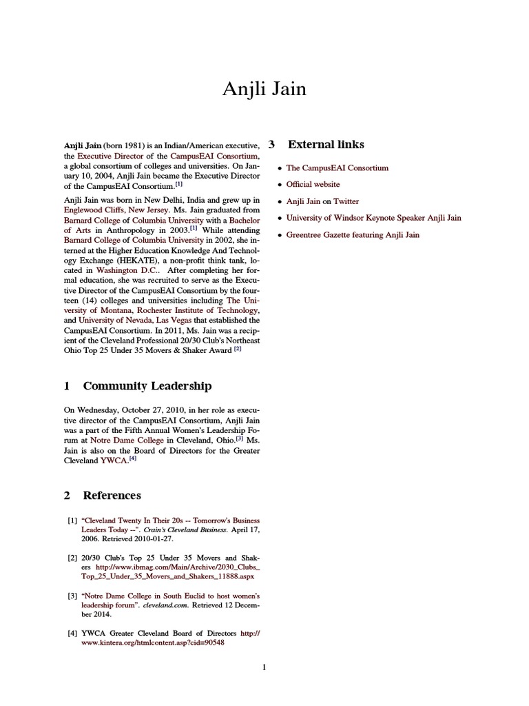 Anjli Jain: 3 External Links | PDF | Universities And Colleges ...
