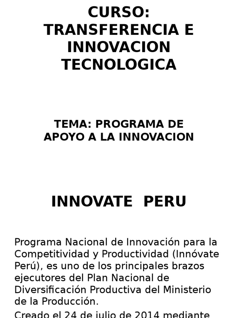 Inovate Peru | PDF | Investigación y desarrollo | Innovación