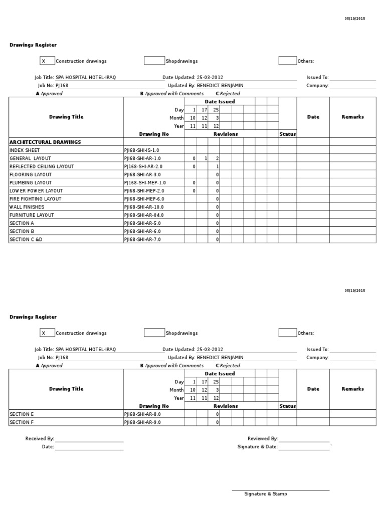 Drawing Register | PDF