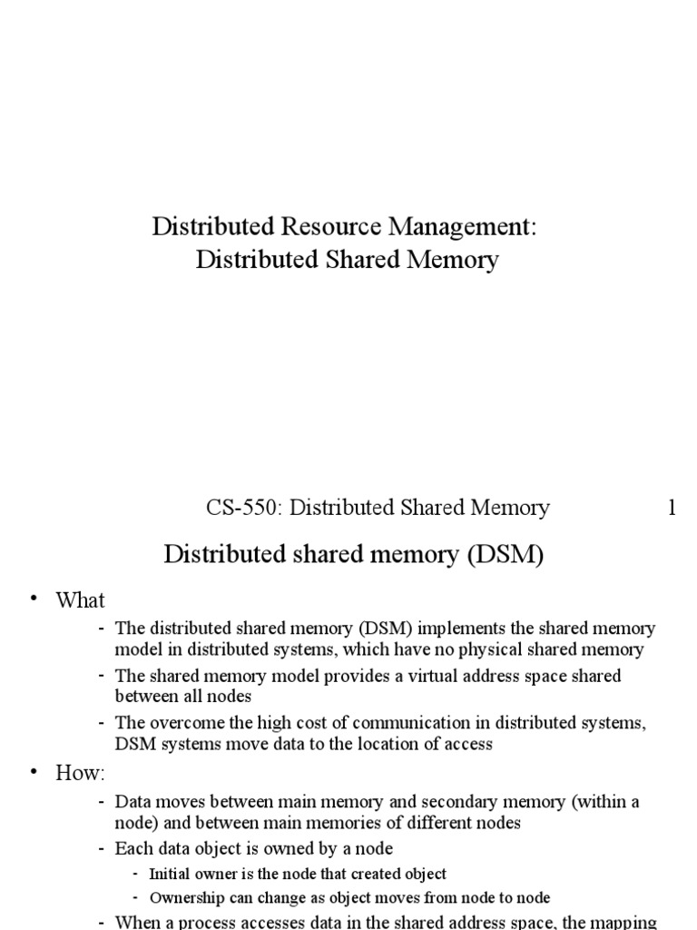 Distributed Resource Management: Distributed Shared Memory | PDF | Areas Of Computer Science ...