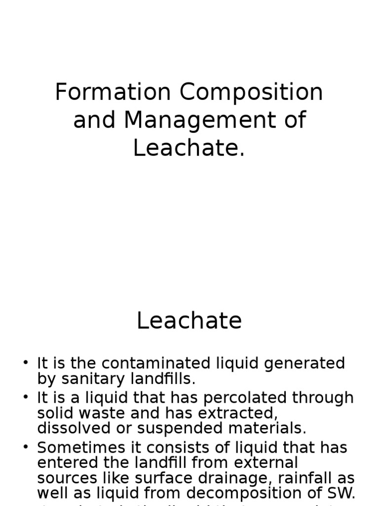 Leachate Formation and Management Overview | PDF | Landfill | Sewage ...
