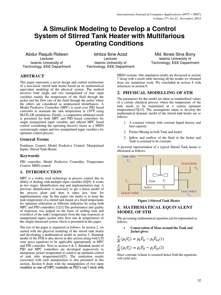 Simulink Control of Stirred Tank Heater | PDF | Teaching Mathematics | Electrical Engineering