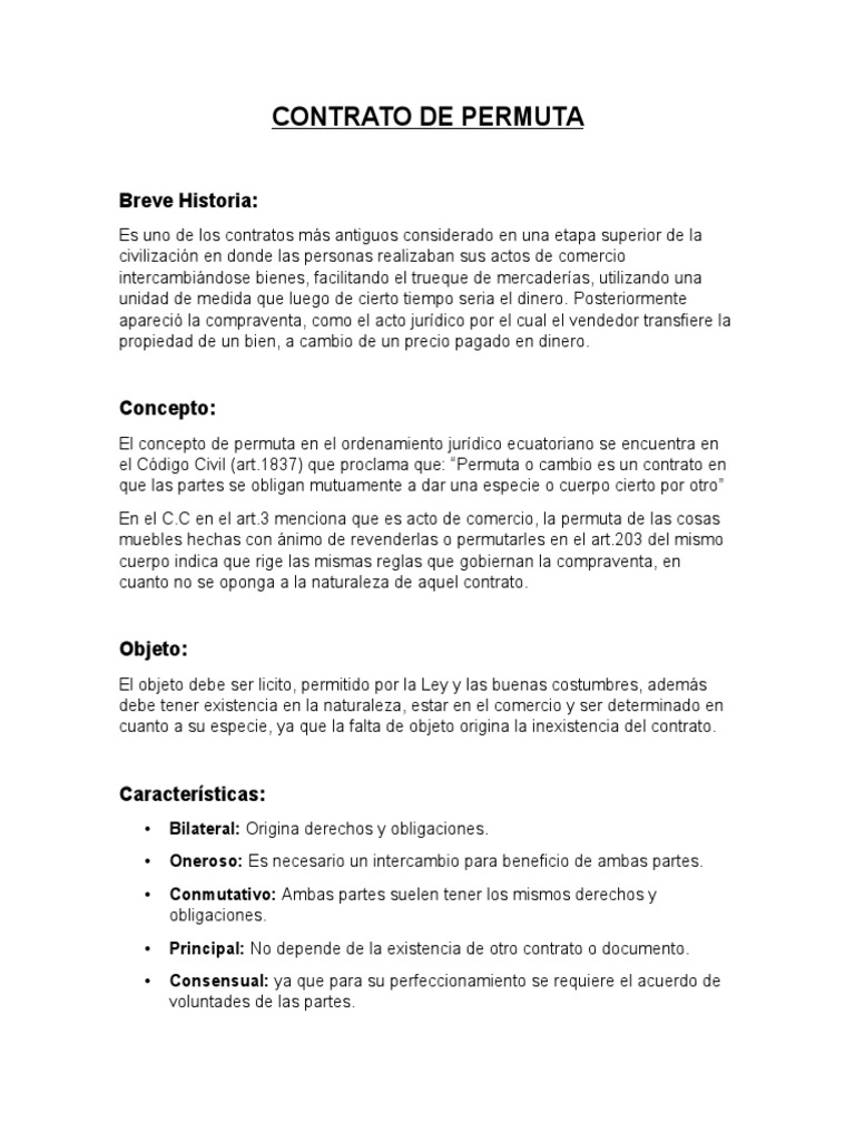 Contrato De Permuta Dibujo