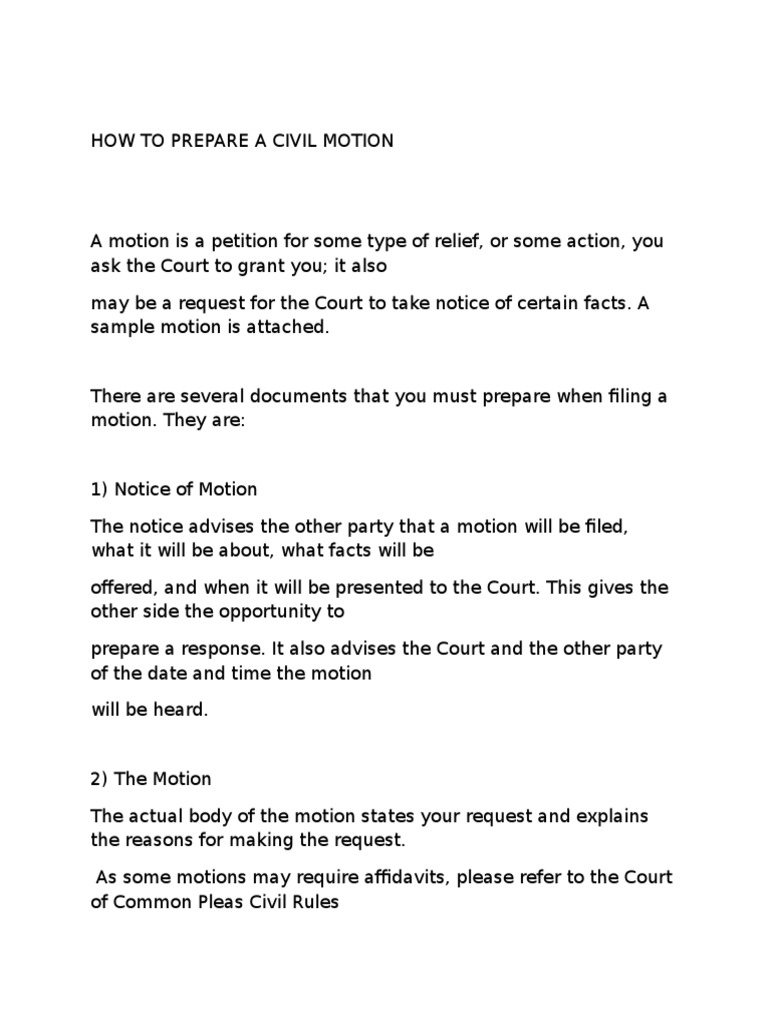 Sample Civil Law Motion | PDF | Pleading | Complaint