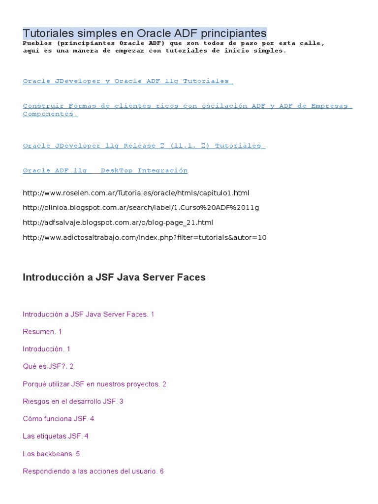 Tutoriales Simples en Oracle ADF Principiantes | PDF | Páginas del ...
