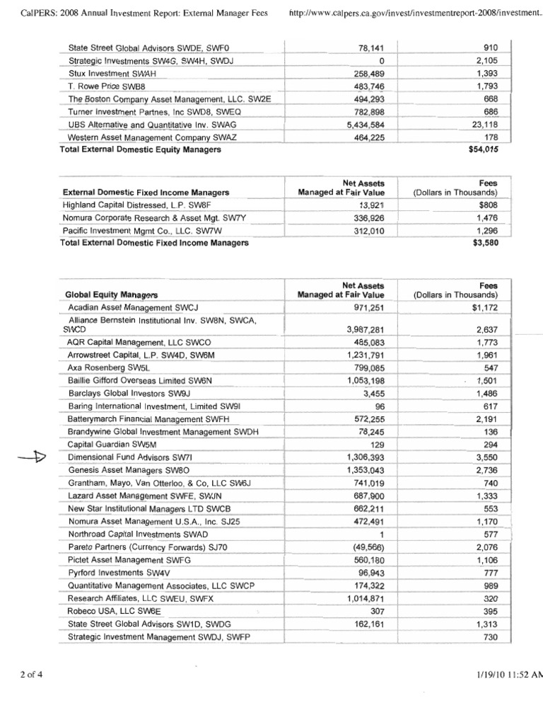 Calpers Annual Investment Report - Fees 2004-2008 | PDF | Investment ...