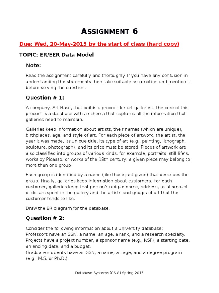 Assignment 6 - ER & EER | PDF | Federal Aviation Administration | Databases