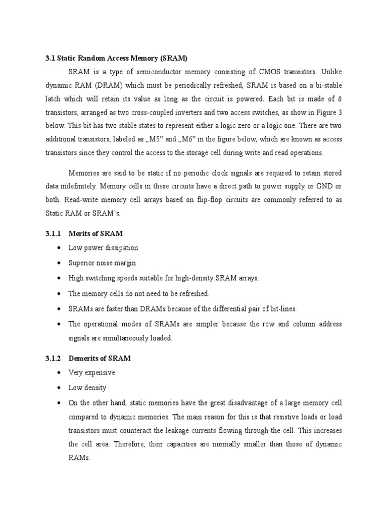 3.1 Static Random Access Memory (SRAM) | PDF | Random Access Memory | Dynamic Random Access Memory