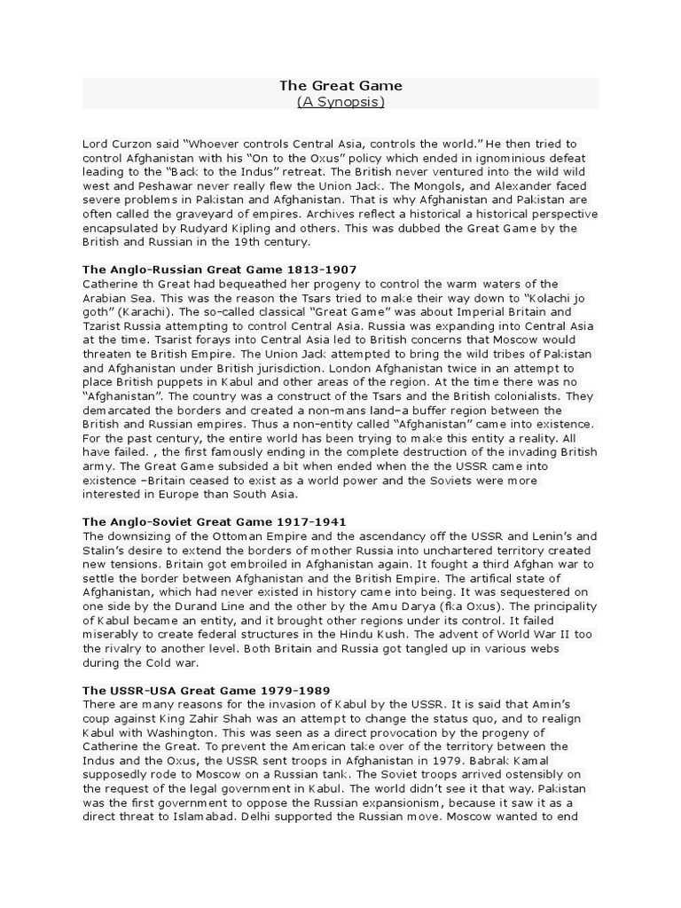 The Great Game | PDF | Taliban | The Great Game