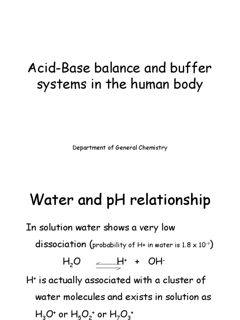 Acid-Base Balance and Buffer Systems in The Human Body: Department of ...