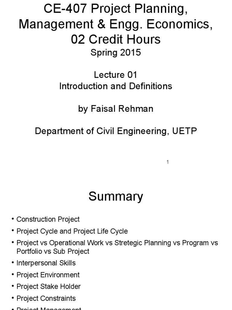 Introduction To Construction Project Management Pdf Strategic
