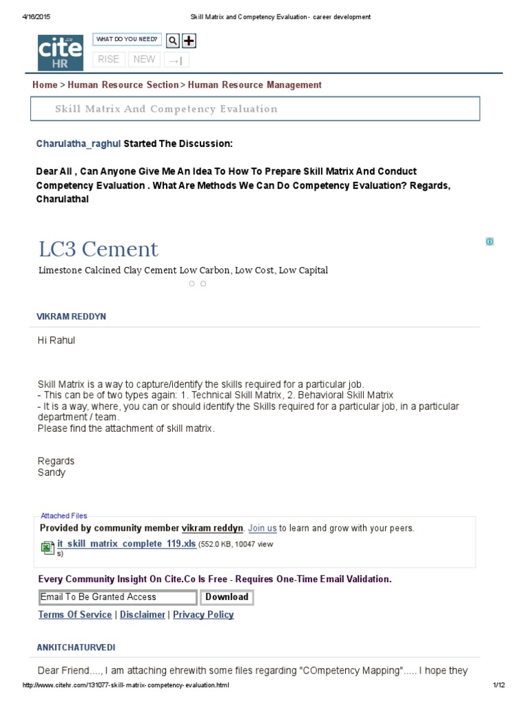 Skill Matrix and Competency Evaluation - Career Development | PDF ...