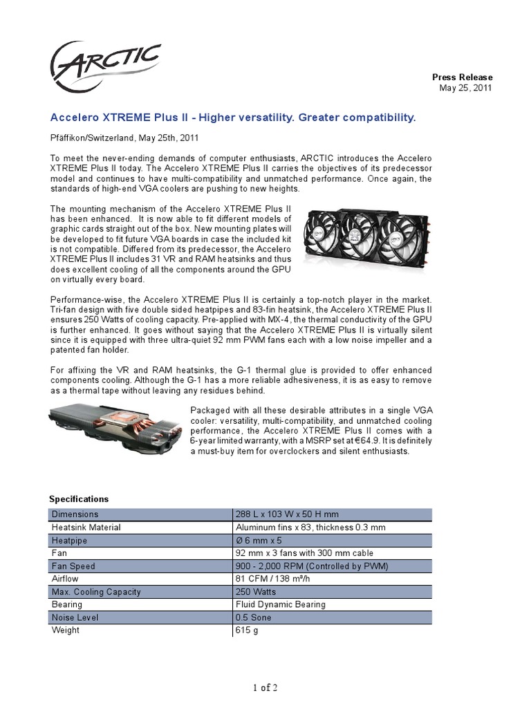 Accelero XTREME Plus II VGA Cooler Release | PDF | X86 Architecture ...