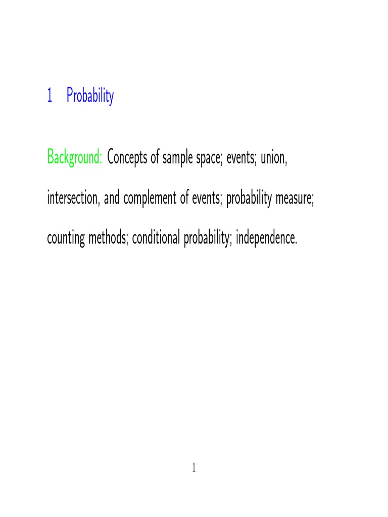 1 Probability: Background | PDF | Probability | Statistical Theory
