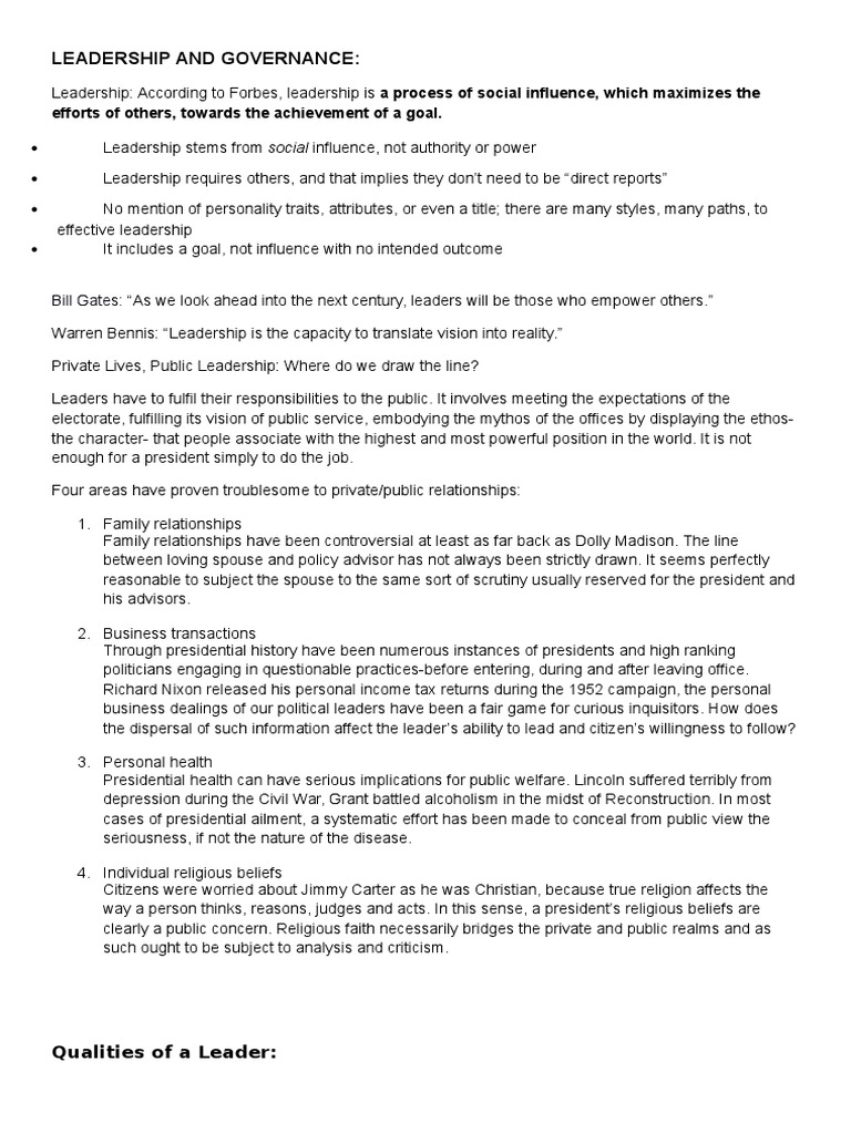 Leadership and Governance | PDF | Governance | Leadership