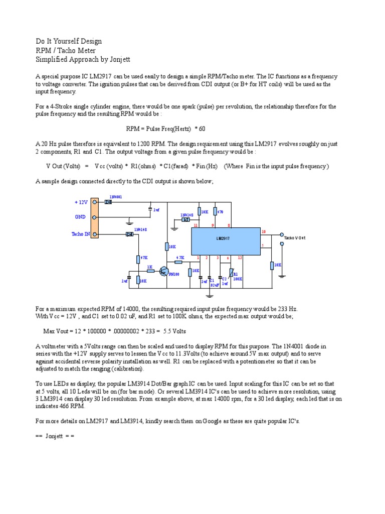 Do It Yourself Design RPM / Tacho Meter Simplified Approach by Jonjett ...