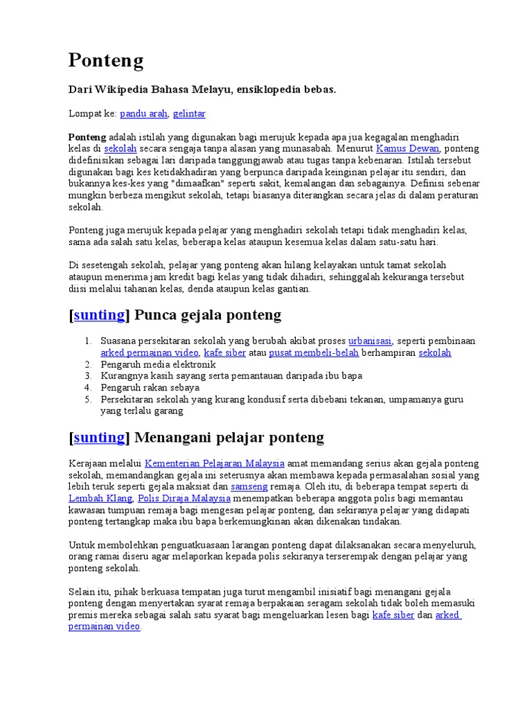 Ponteng Kelas | PDF